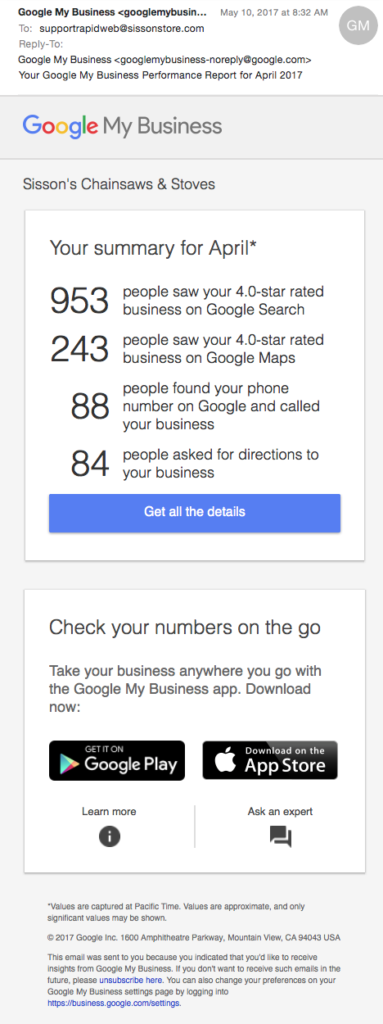 Google Updates GMB Insights Email